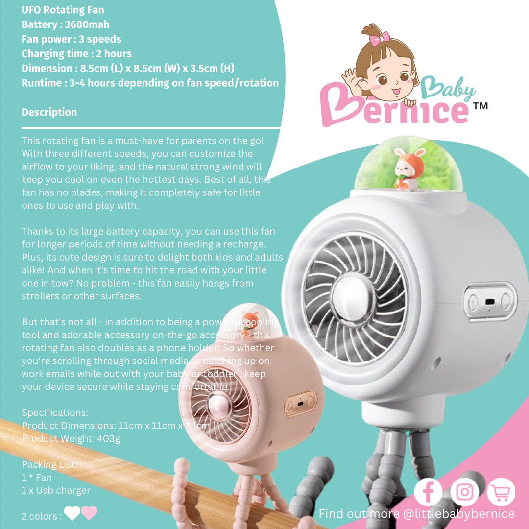[SG INSTOCK] Rotating Fan 3600mah 3 Fan Speed – LittleBabyBernice BabyStore