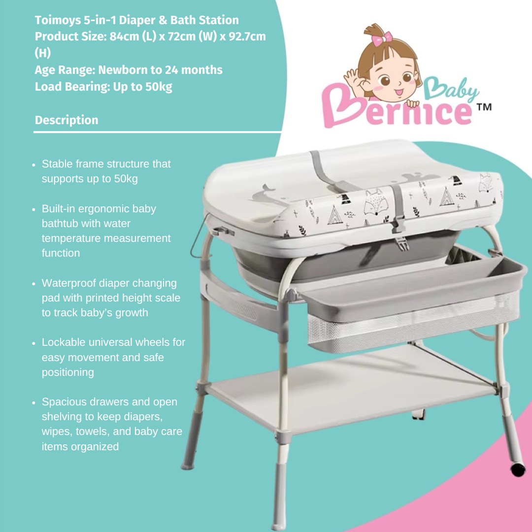 5-in-1 Diaper & Bath Station Diaper Cabinet | Changing Table | Baby Ba ...